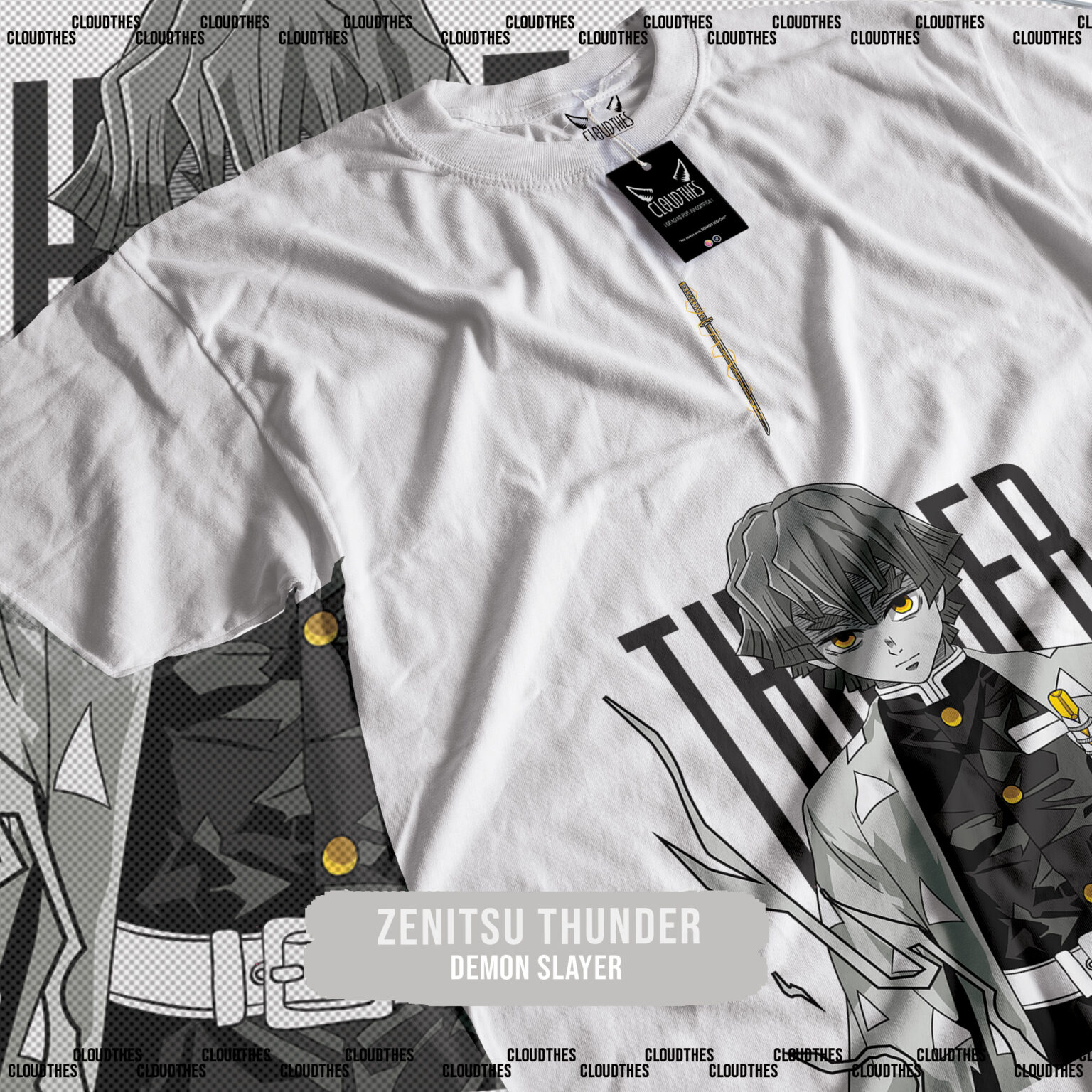 ☁️ KIMETSU NO YAIBA DEMON SLAYER | ZENITSU THUNDER – ALGODÓN – Cloudthes